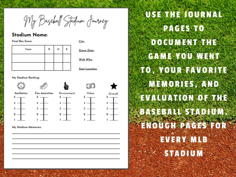 Baseball Stadium Printable Travel Journal - Etsy