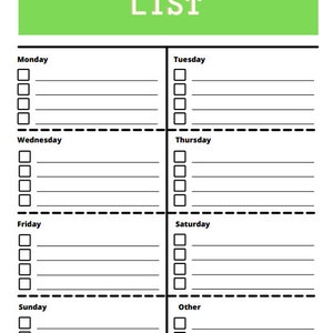 Printable Weekly to Do List Monday - Sunday - Etsy