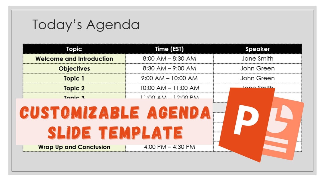 Customizable Agenda Slide Template - Etsy