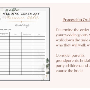 Printable Wedding Ceremony Planner - Etsy