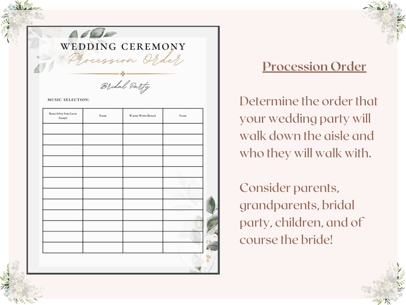Printable Wedding Ceremony Planner - Etsy