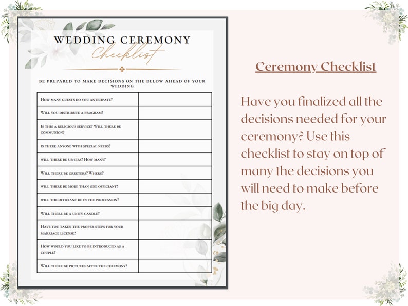 Printable Wedding Ceremony Planner - Etsy