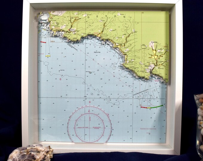 3D Nautical Chart Picture - Salcombe, Bigbury Bay - Etsy