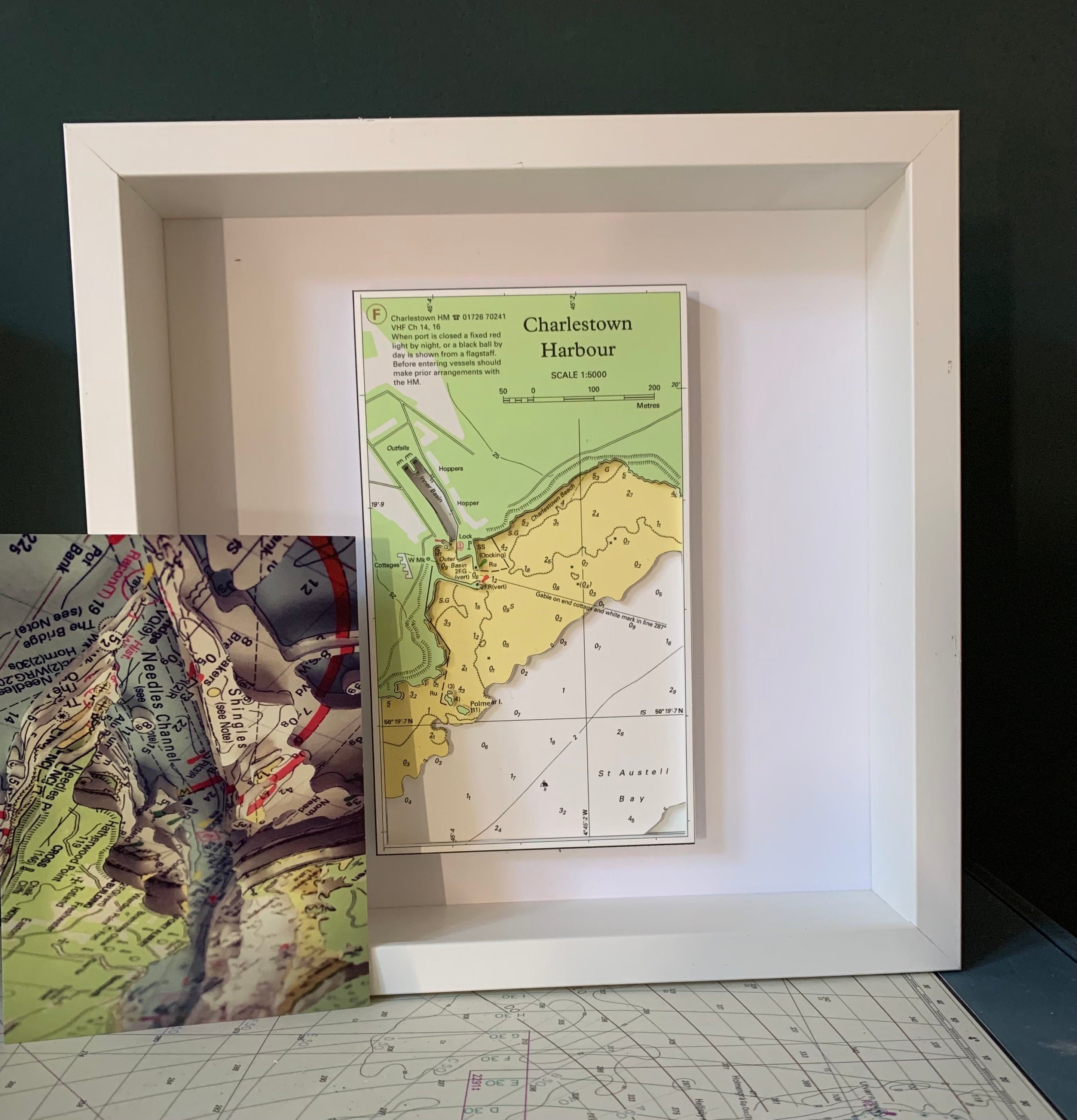 3D Nautical Chart Pictures Charlestown Harbour, Cornwall - Etsy