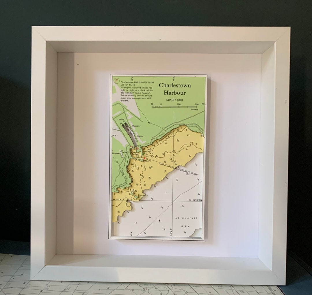 3D Nautical Chart Pictures Charlestown Harbour, Cornwall - Etsy