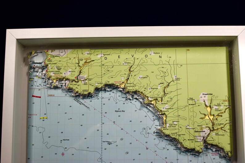 3D Nautical Chart Picture - Salcombe, Bigbury Bay - Etsy