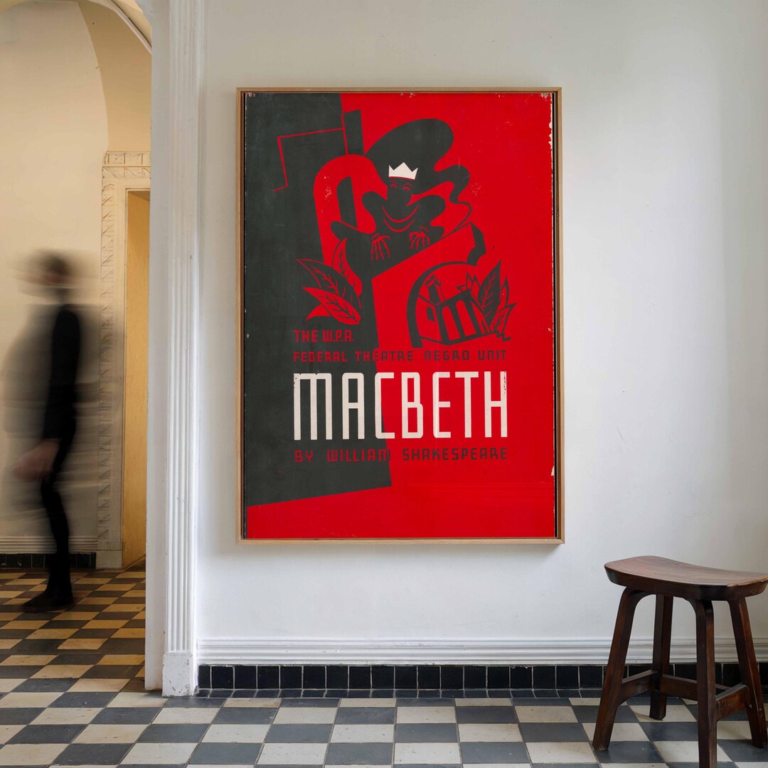 Macbeth Theatre Poster, Red Wall Art Print, Bold Vintage Poster ...