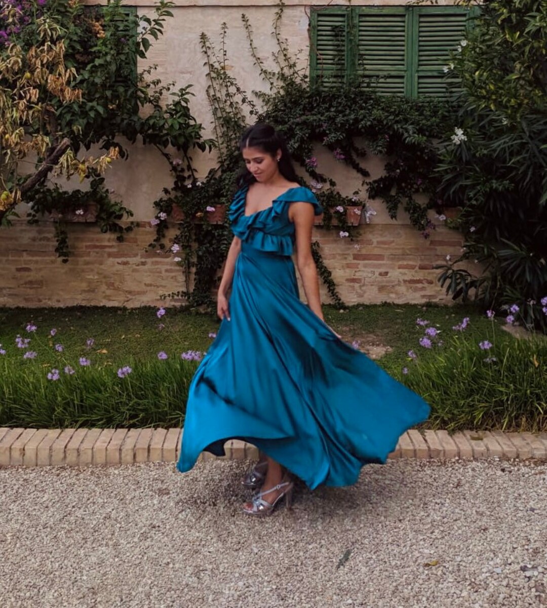 Elegant Tailored Dress for Octane Green Ceremonies With Side Slit and ...