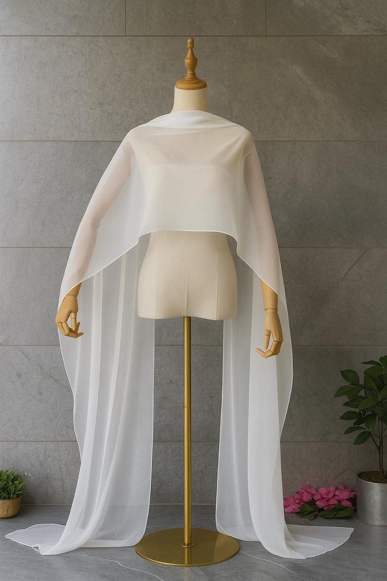 Bridal Scarf: Shoulder Wedding Shawl Wrap Ivory Chiffon Veil Zen - Etsy