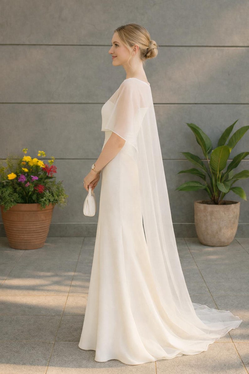 Bridal Scarf: Shoulder Wedding Shawl Wrap Ivory Chiffon Veil Zen - Etsy