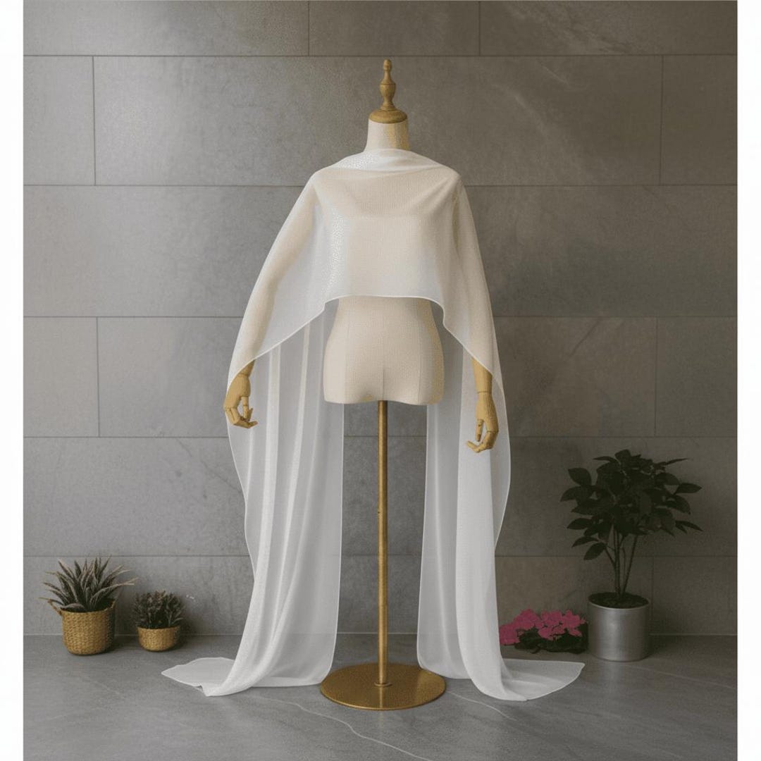 Bridal Scarf: Ivory Chiffon Chapel Length White Wedding Shawl Zen - Etsy