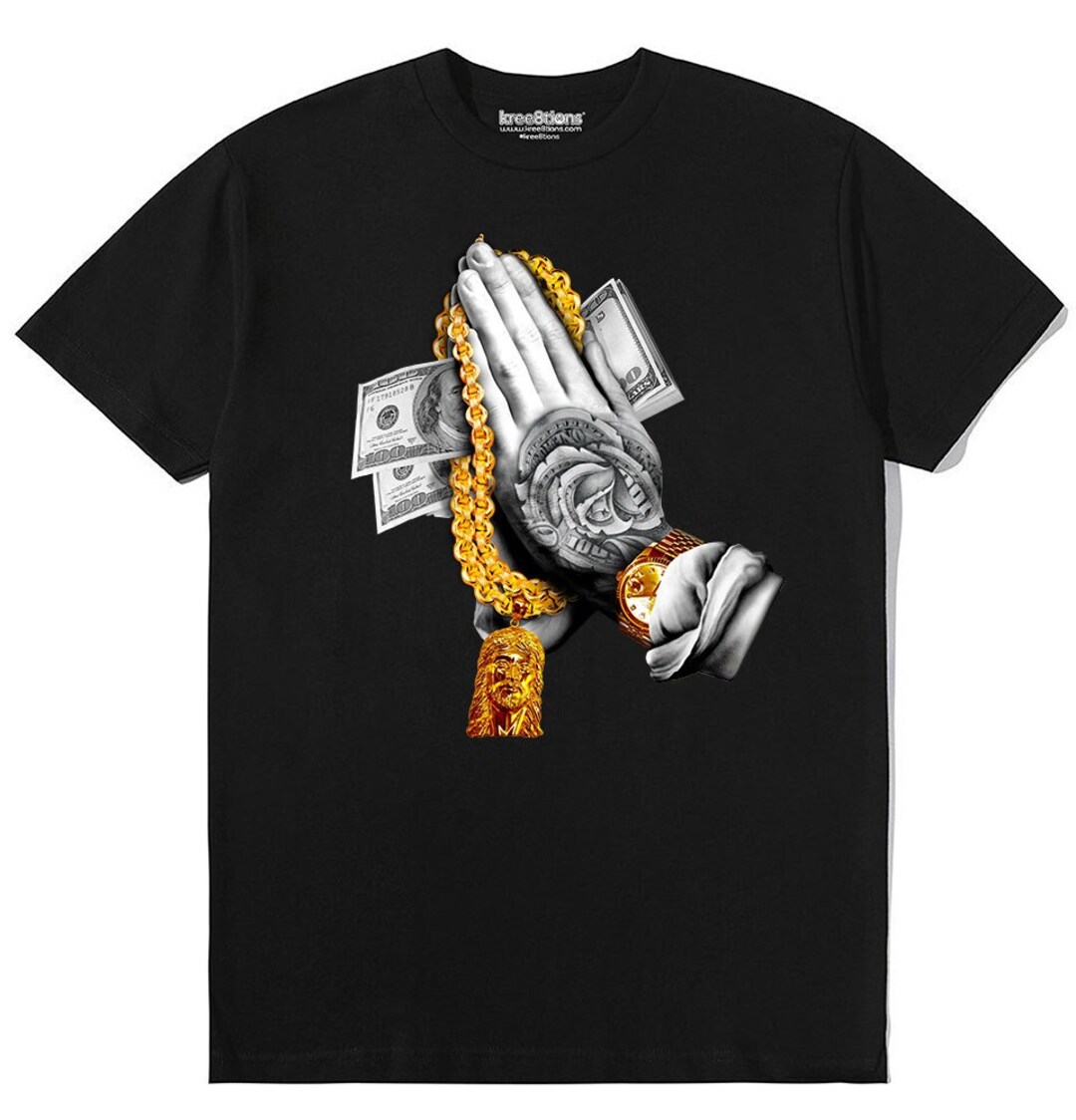 Praying Hands Streetwear blessings Money Rose, Tattoo Shirt, Los ...
