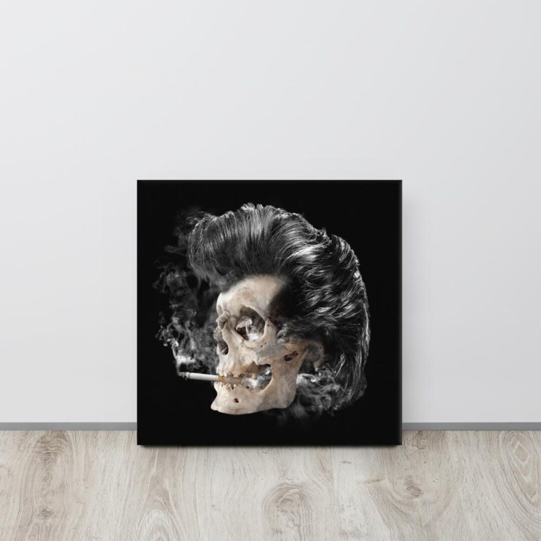Greaser Smoking Skull Day of the Dead Creative Canvas Wall Art, Wall ...