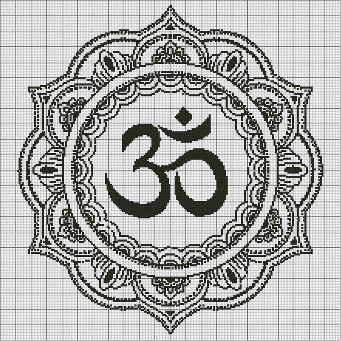 Om Mandala Cross Stitch Pattern, Om Cross Stitch Chart PDF - Etsy