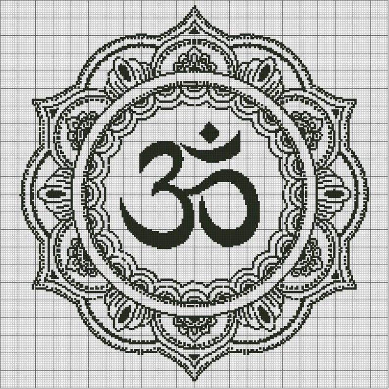 Om Mandala Cross Stitch Pattern, Om Cross Stitch Chart PDF - Etsy