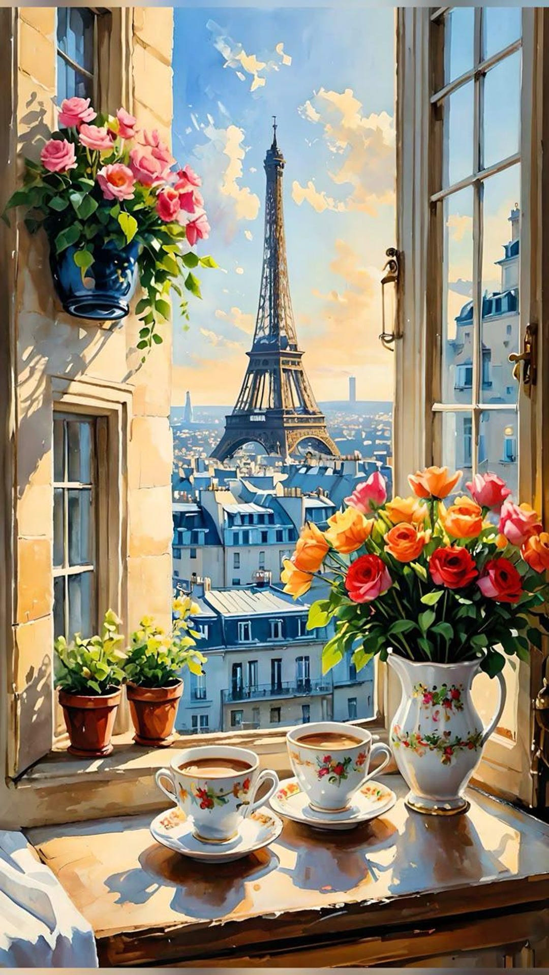 Paris Window View Cross Stitch Pattern: Eiffel Tower Home Decor (PDF ...