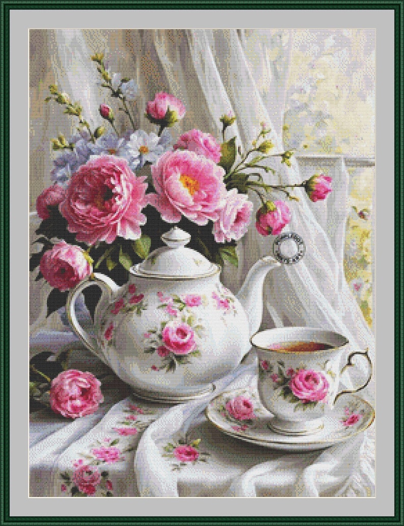Floral Vase Cross Stitch Pattern: Counted PDF - Etsy