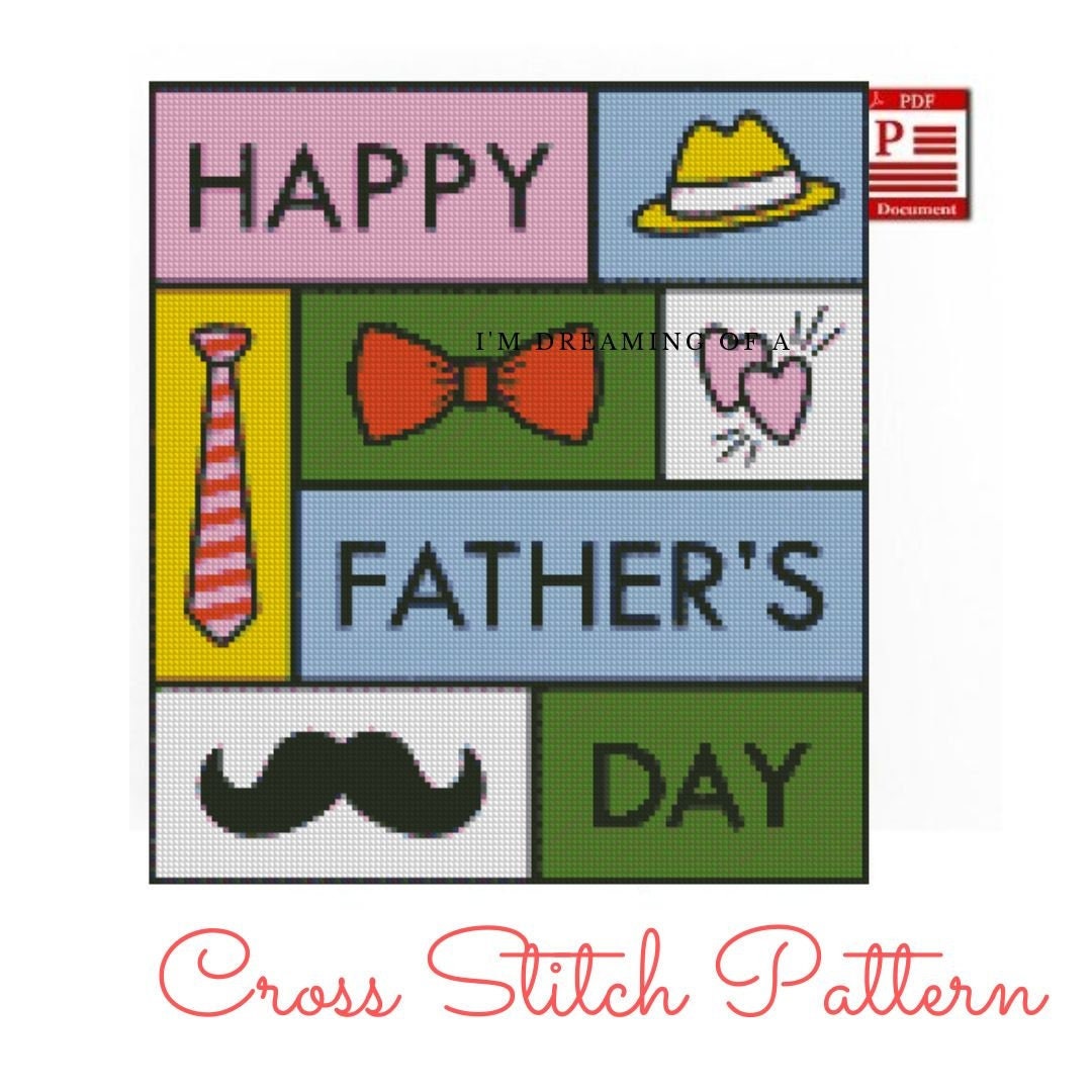 Happy Father's Day Cross Stitch Pattern Pdf, Cross Stitch Pattern for ...