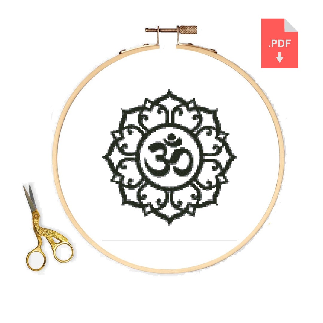 Om Mandala Black a Symbol Hinduism Ornament Cross Stitch Pattern ...