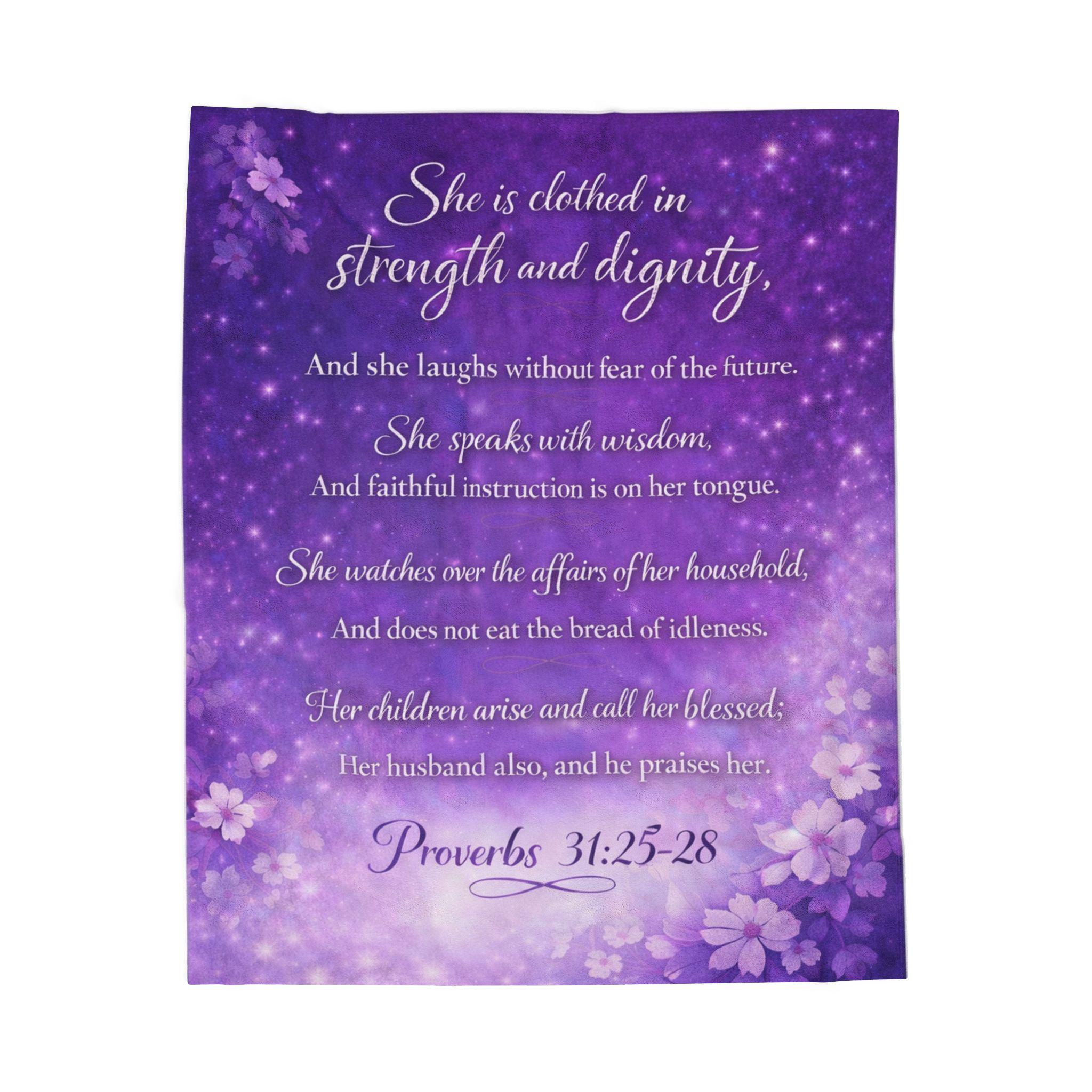 Custom Christian Scripture Blanket Proverbs 31 Purple Floral Throw ...