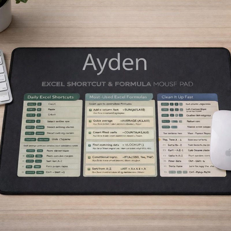 Excel Cheat Sheet Desk Mat - Etsy
