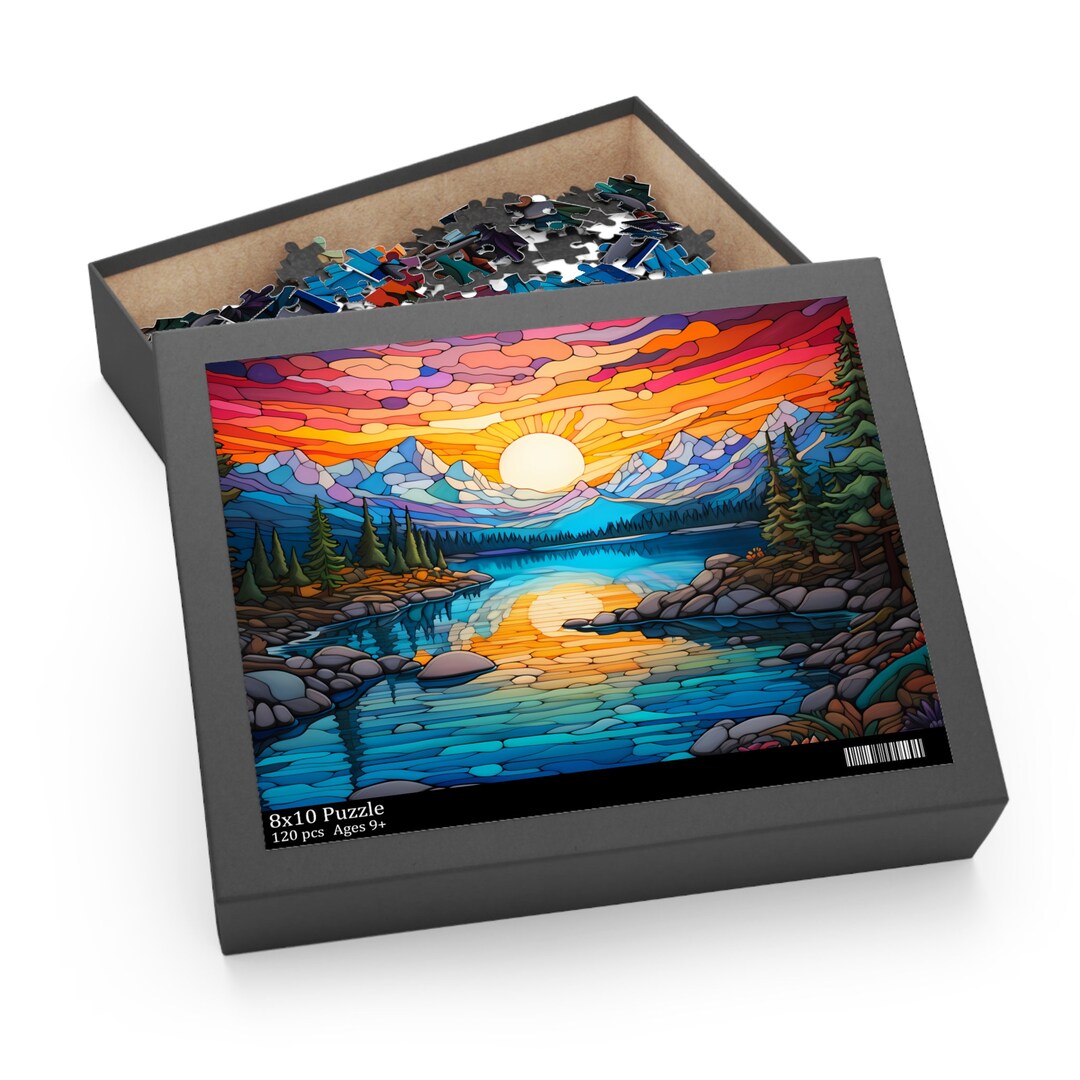 Pristine Alpine Lake Stain Glass Custom Puzzle Personal-gift Puzzles ...