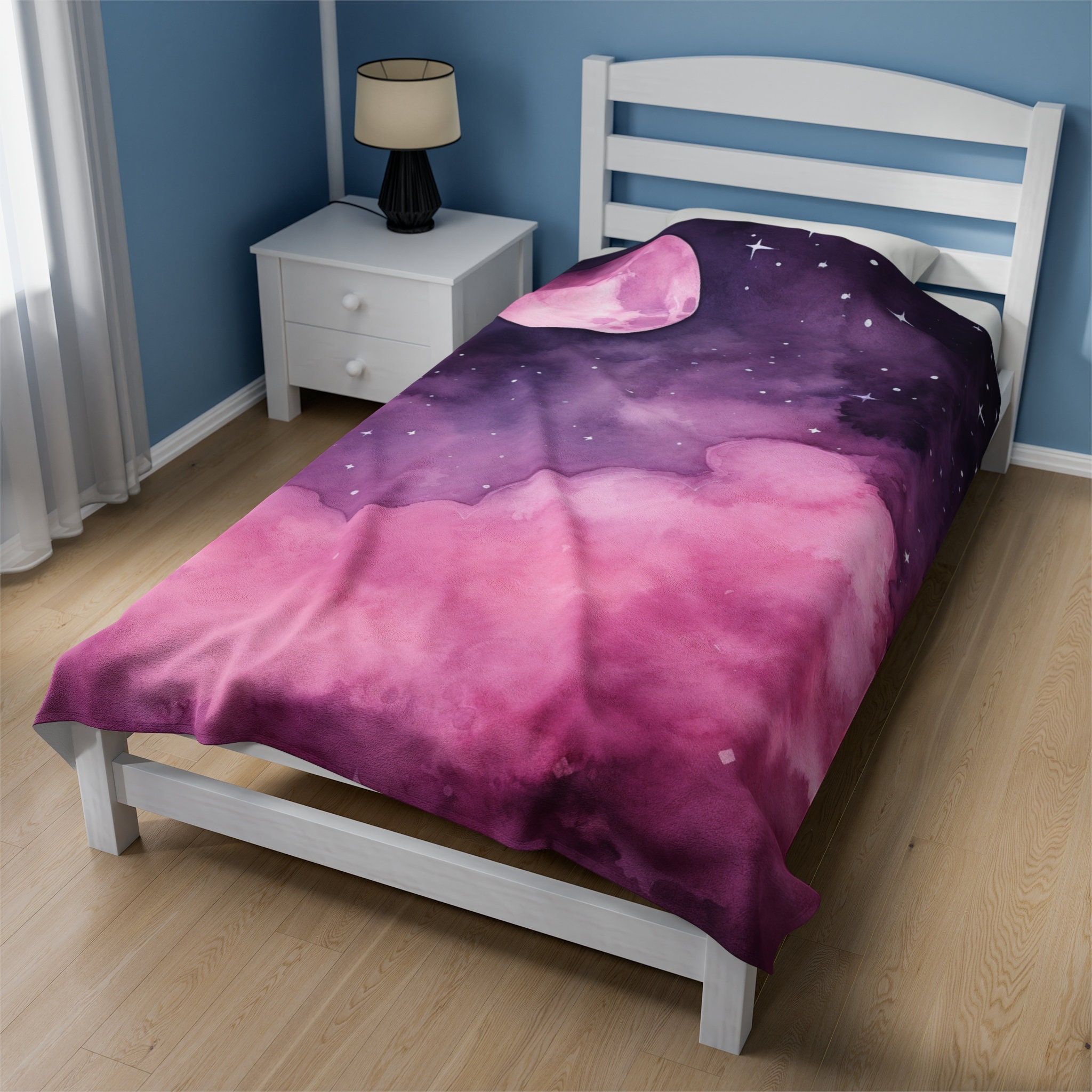 Pink Stars and Moon Watercolor Custom-personal Blanket Gift-for Her ...