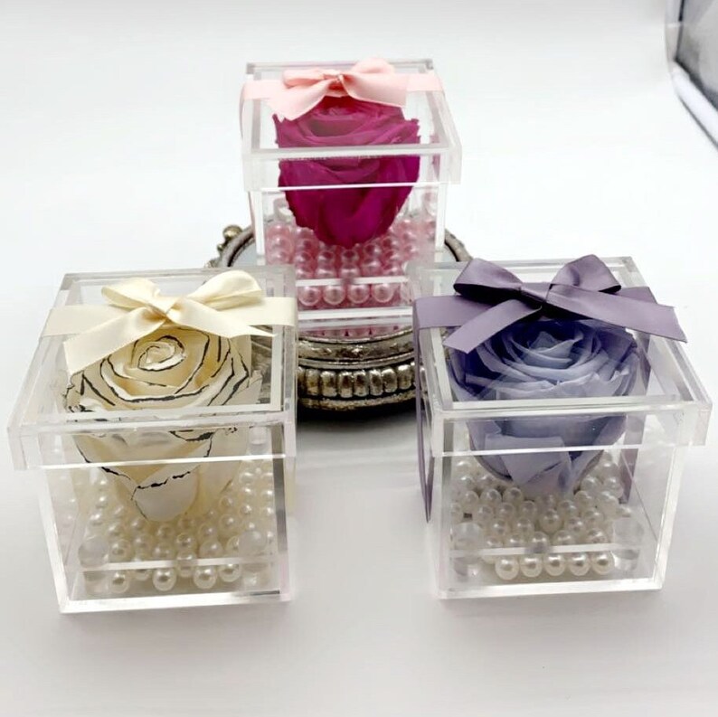 Preserved Real Roses in Luxe Acrylic Box Eternal Rose Home - Etsy