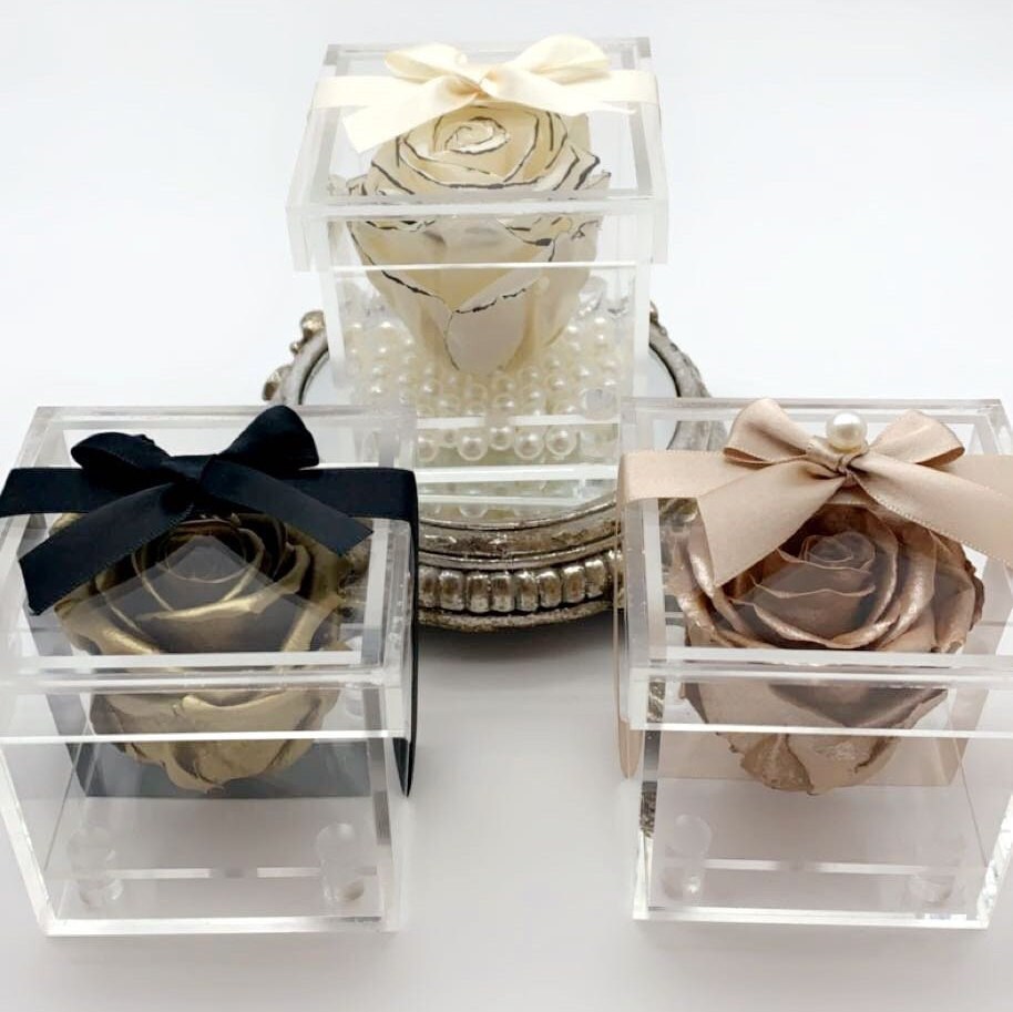 Preserved Real Roses in Luxe Acrylic Box Eternal Rose Home - Etsy