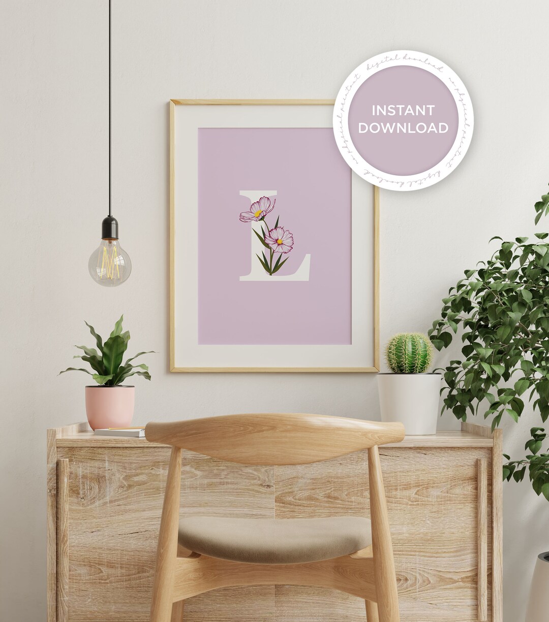 Initial Letter l Cosmos Flower Wall Art, Vector Art, GET ALL 8 SIZES of ...