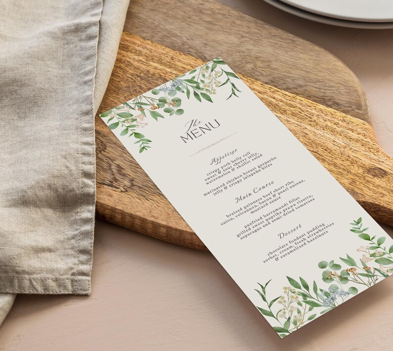 Menu Template, Garden Floral Wedding, Garden Party, Birthday Party ...