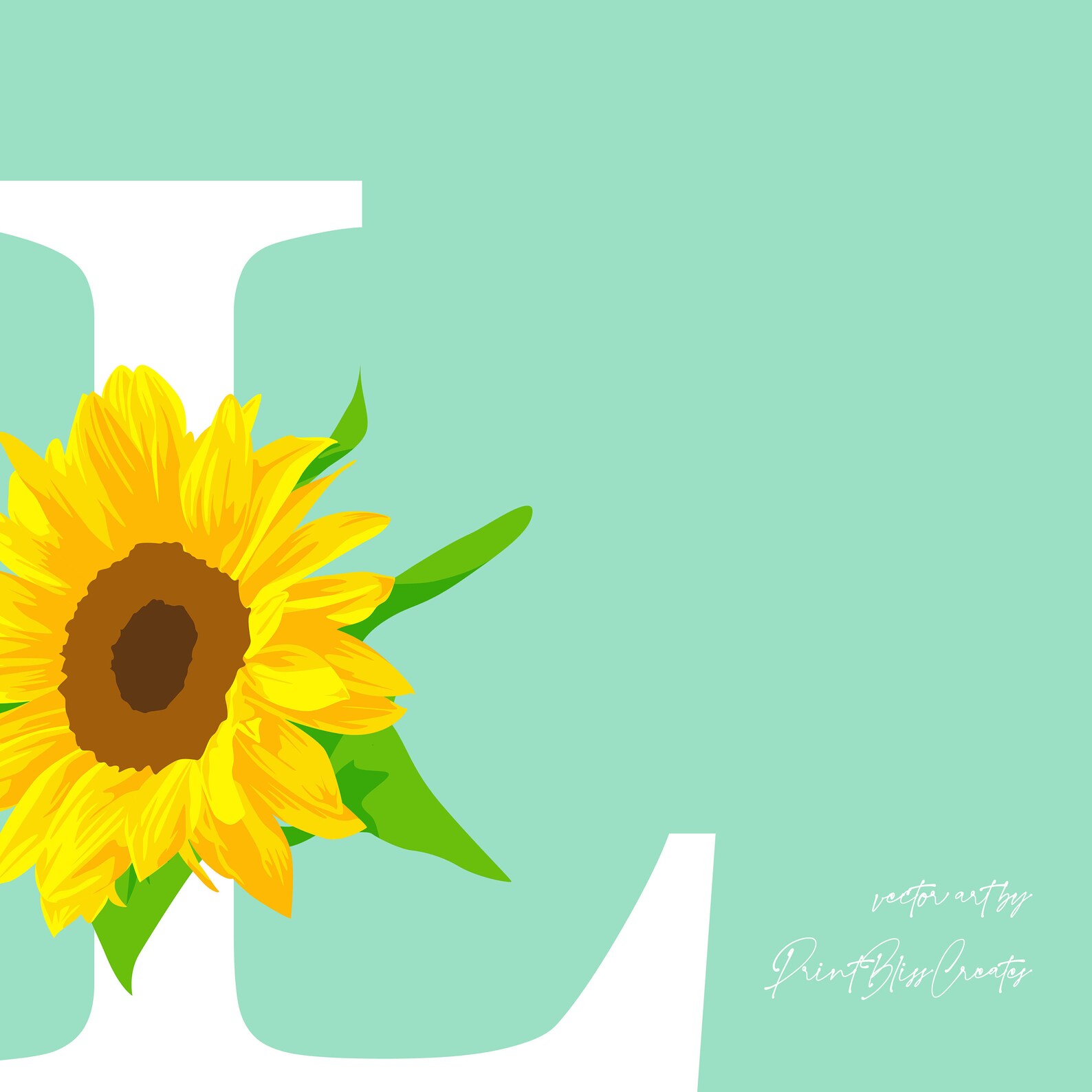 Initial Letter l Sunflower Wall Art Vector Art - Etsy