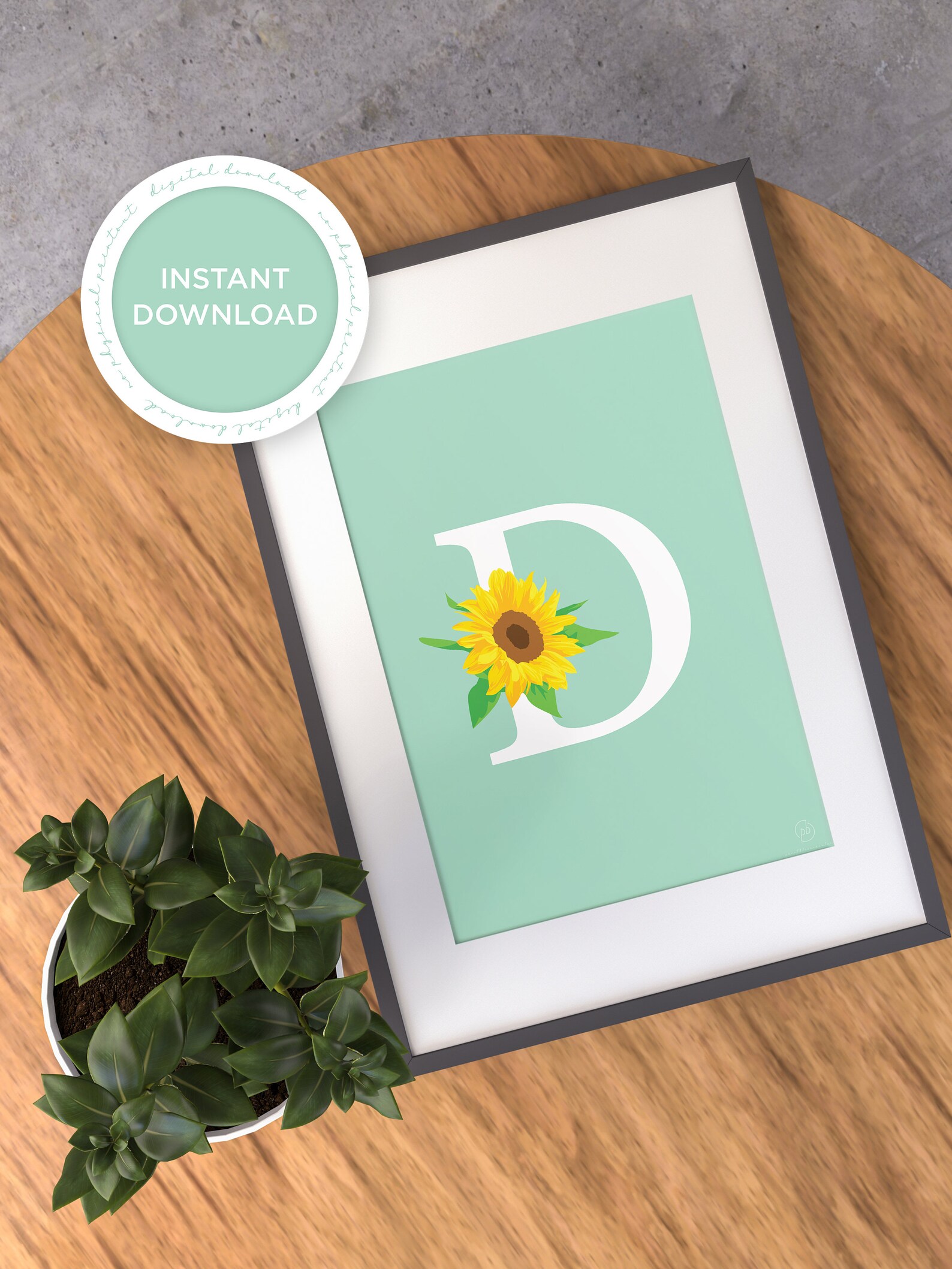 Initial Letter d Sunflower Wall Art, Vector Art, GET ALL 8 SIZES of ...