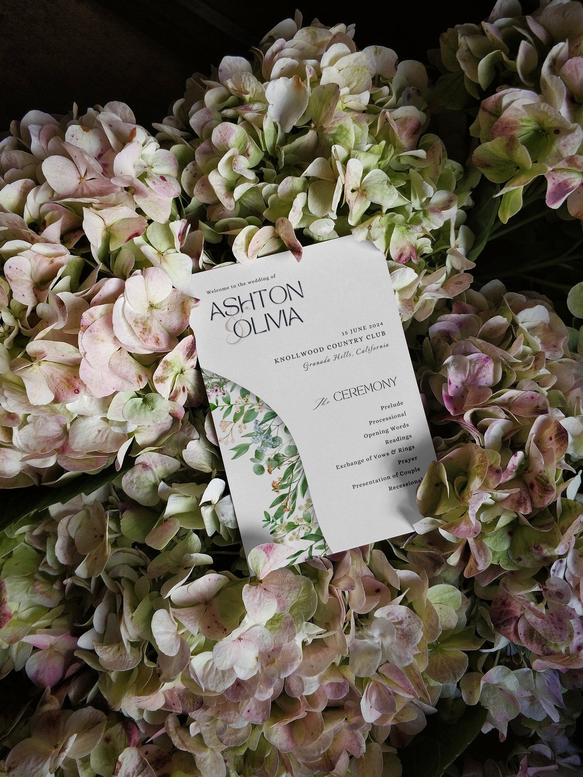 Garden Floral Wedding Program Template, Wedding Party, Entourage ...