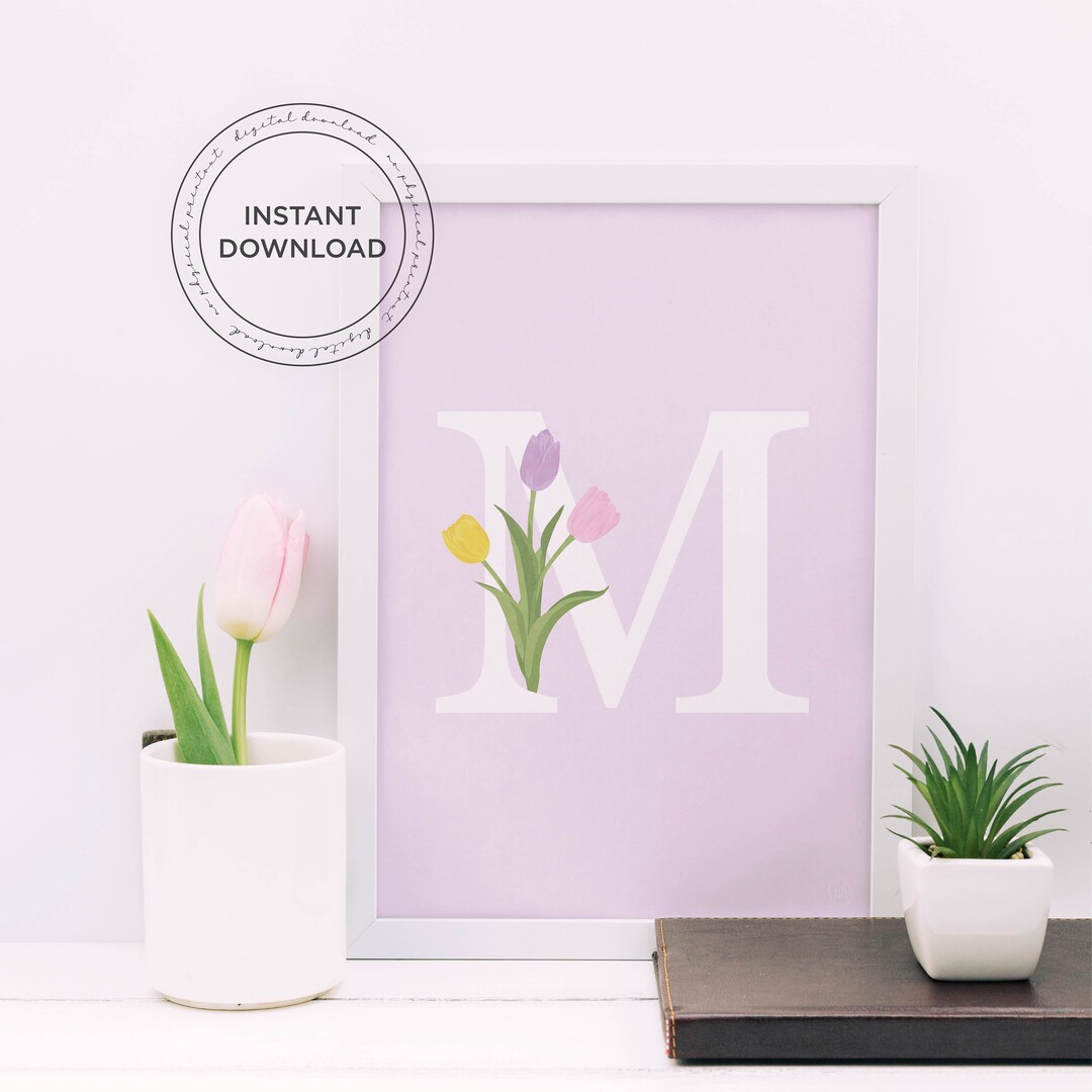 Initial Buchstabe M Tulpen Blume Wandkunst, Vektor Kunst, GET ALL 8 ...