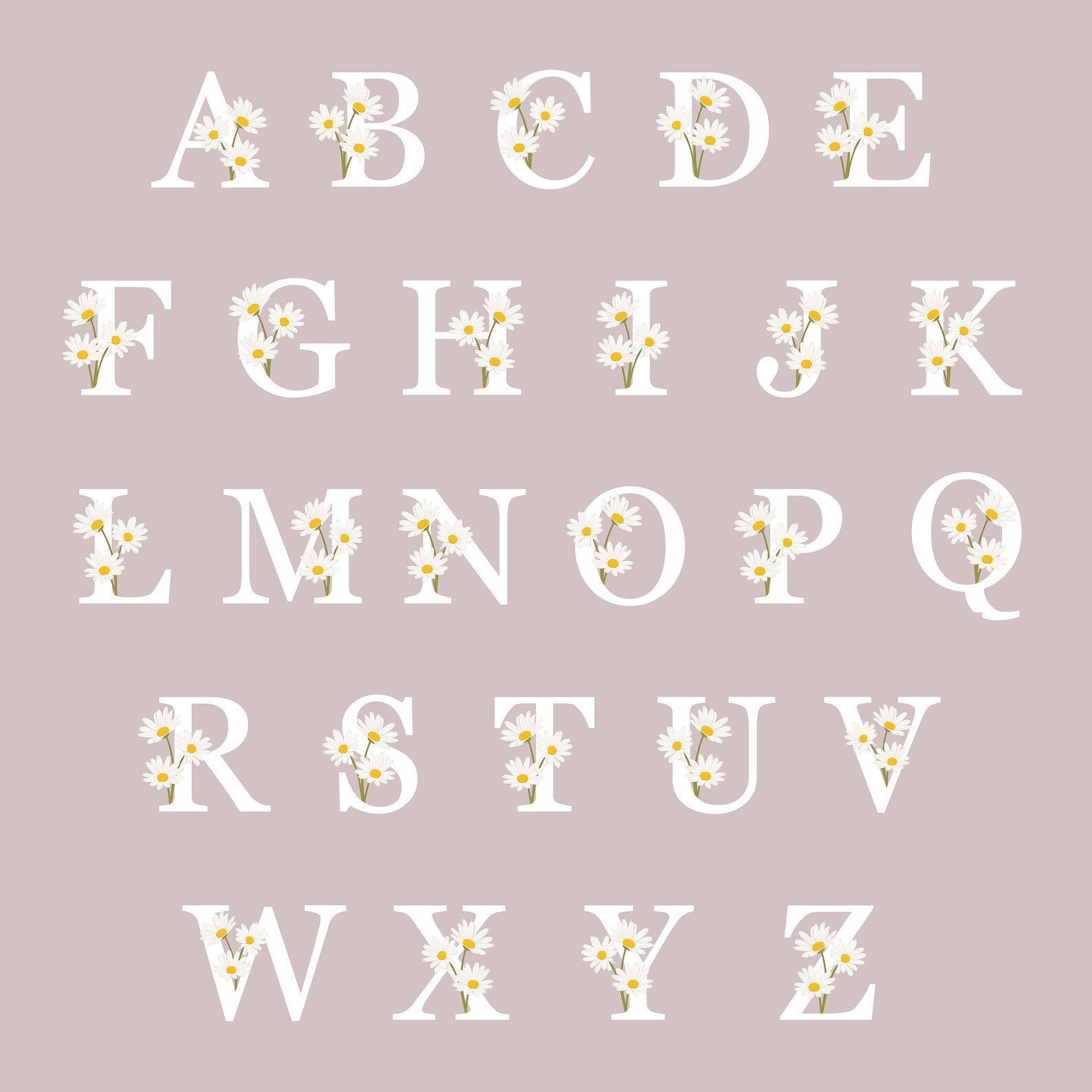 Initial Letter o Daisy Flower Wall Art, Vector Art, GET ALL 8 SIZES of ...