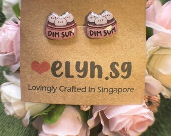 Dim Sum Earrings Pork Bun Bao Polymer Clay Dangle Studs - Etsy