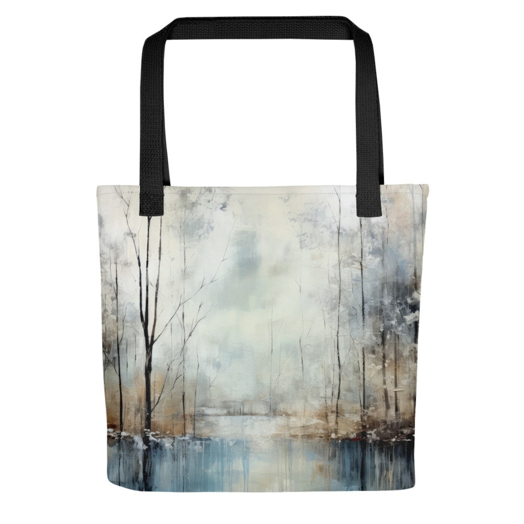 Tote Bag, Delicate Misty Design, Soft Watercolor Forest, Peaceful ...