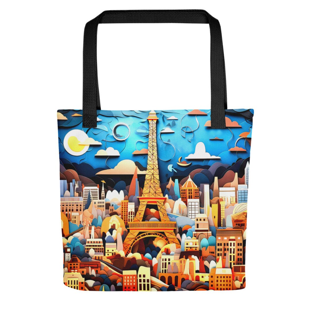 Tote Bag, Paris, Eiffel Tower, Popart Poster Styled, Highly Colorful ...