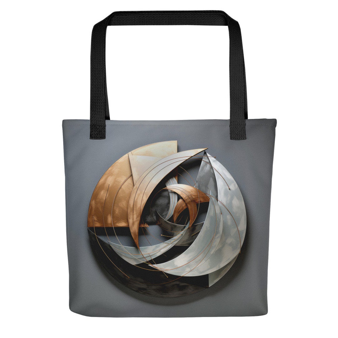 Tote Bag, Metallic 3D Shapes, Copper, Titanium Colors, Unique, Durable ...