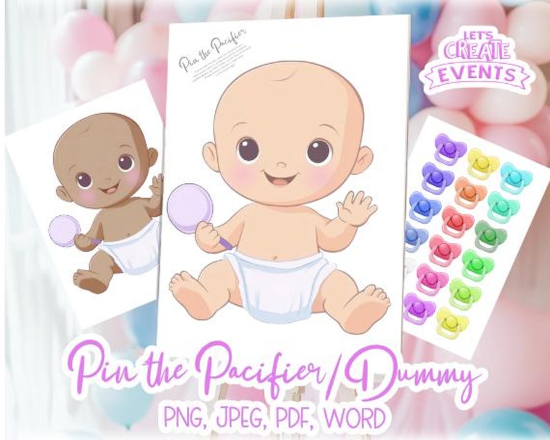 Pin the Pacifier / Dummy on the Baby Digital Download PNG JPEG - Etsy
