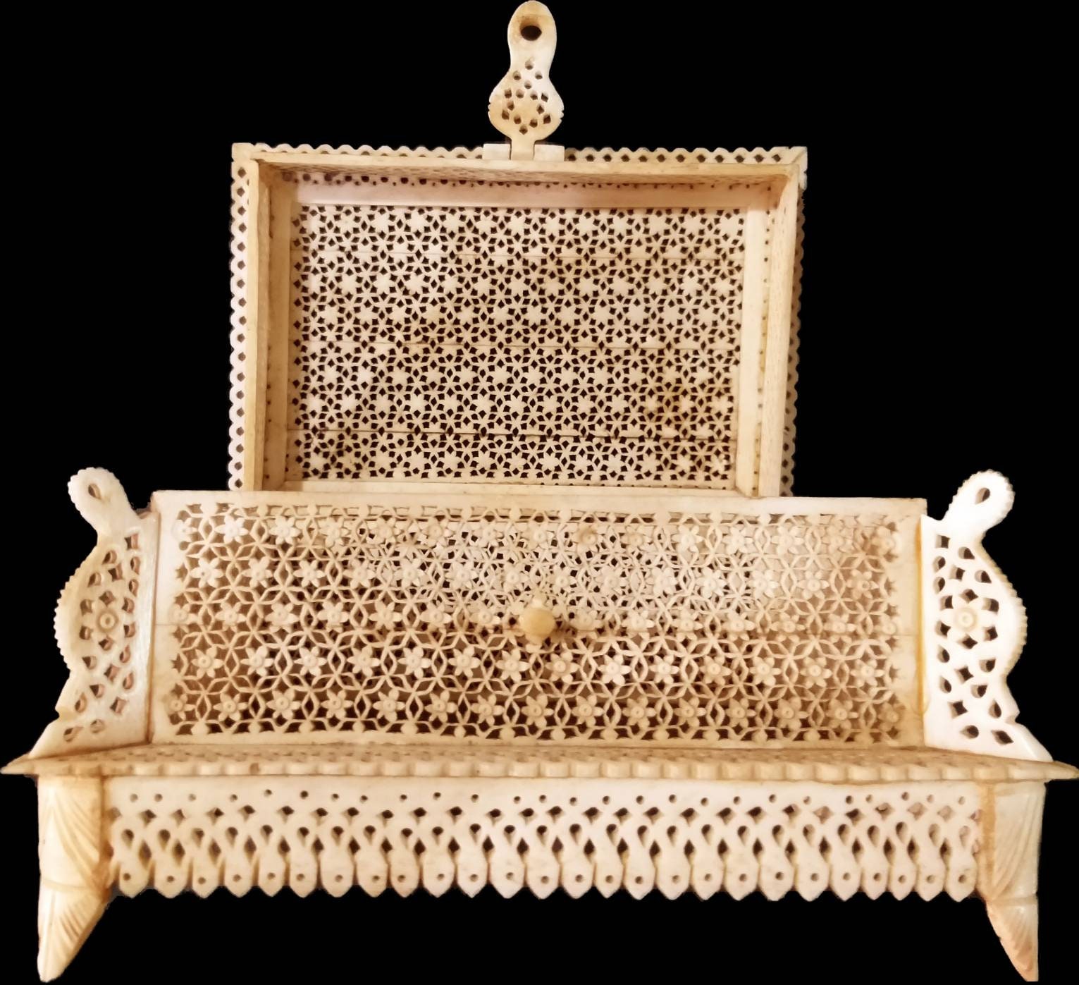 Handcrafted Camel Bone Jewelry Box jali Work With Intricate Engravings ...