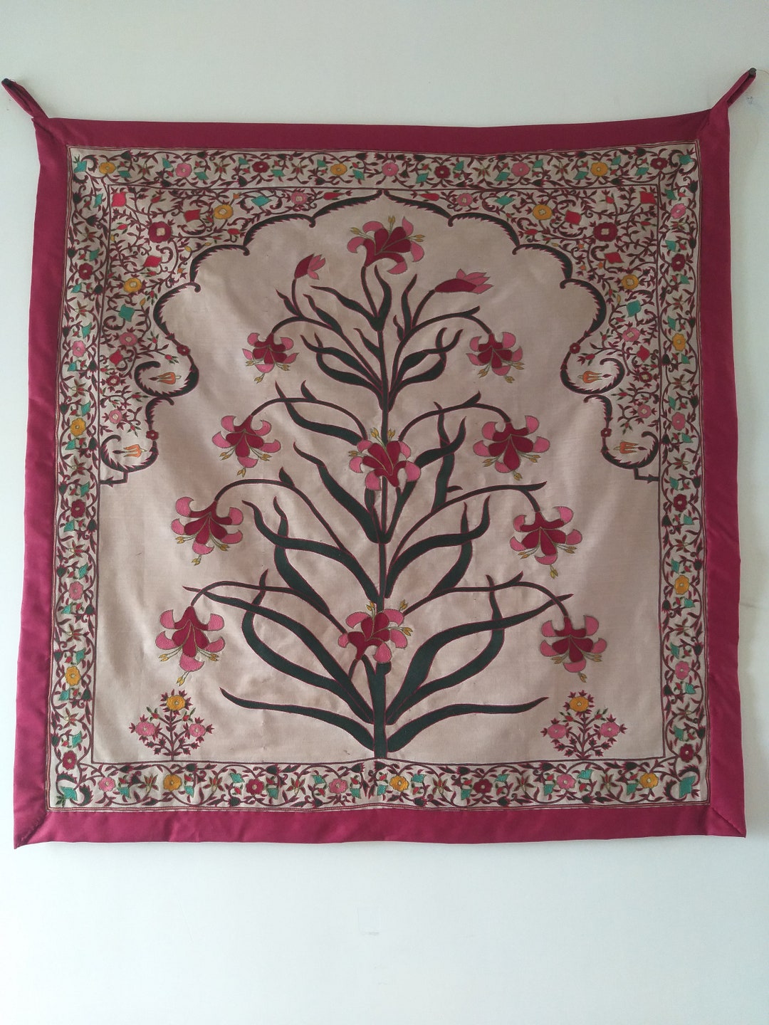 Mughal Design Handmade Embroidery Wall Hanging Tree of Life , Mughal ...