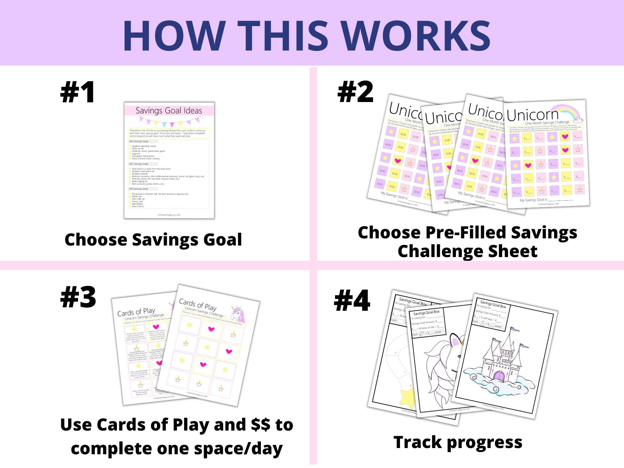 Unicorn Savings Challenge for Kids and Tweens Savings Challenge Savings ...