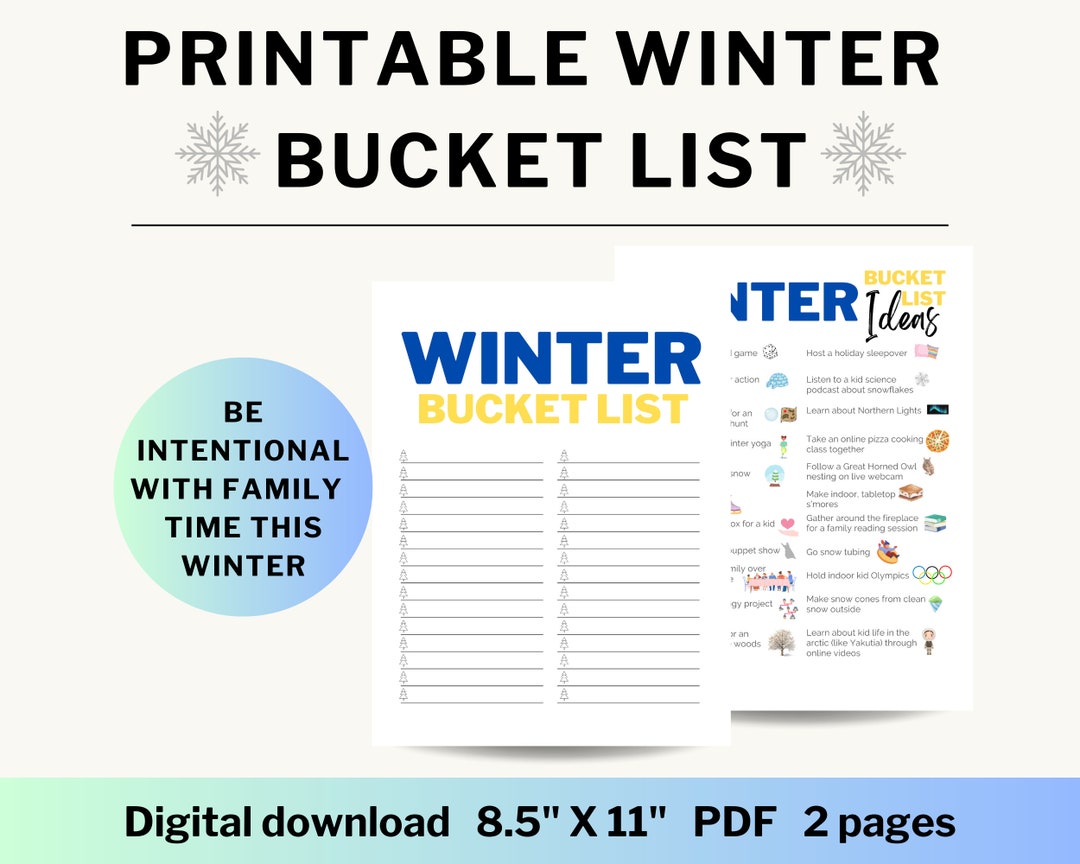 Winter Bucket List | Family Winter Activities List | Winter Checklist ...