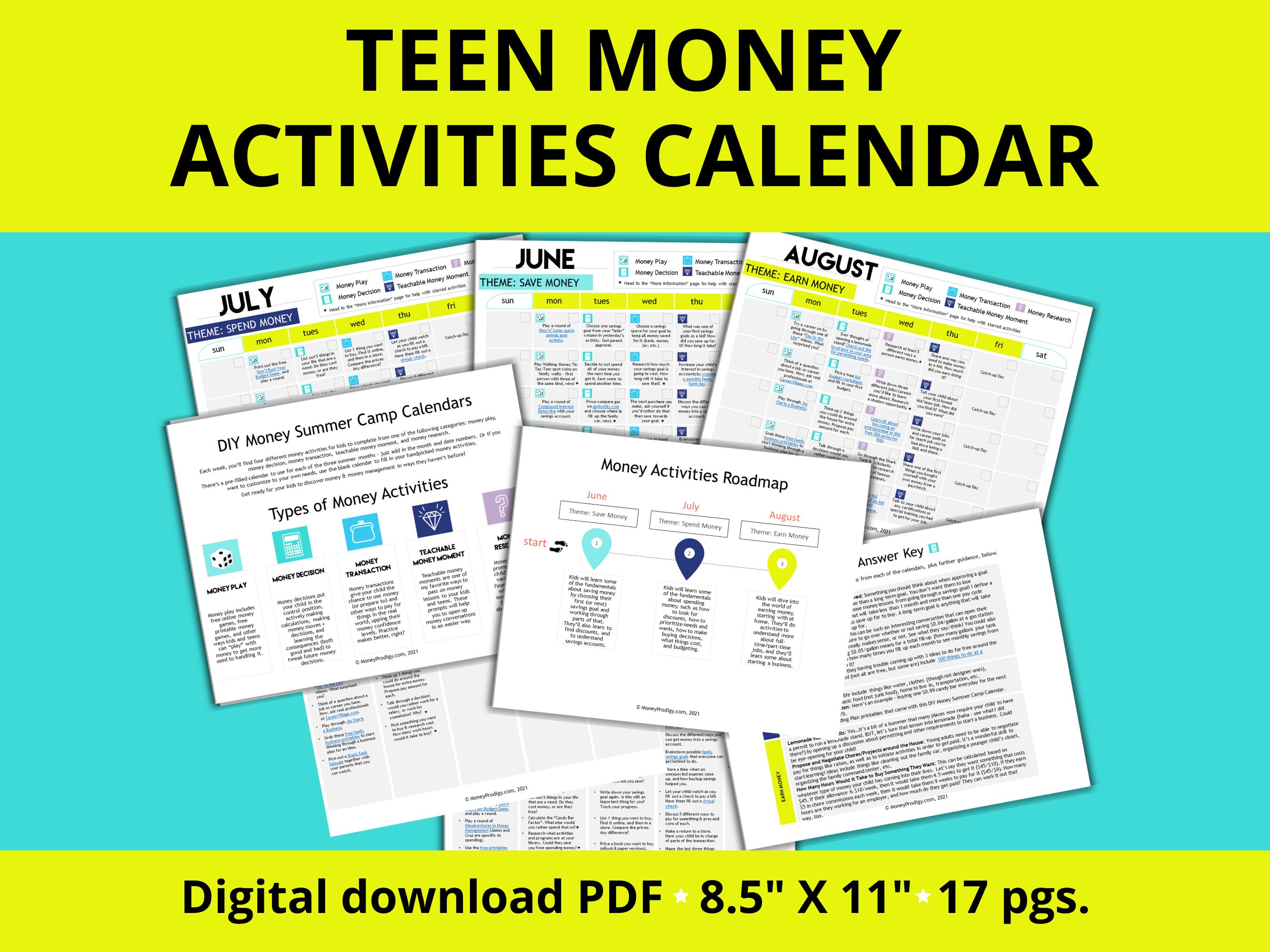 DIY Summer Money Camp Activities Calendar (TEENS) | 3 Calendars of ...