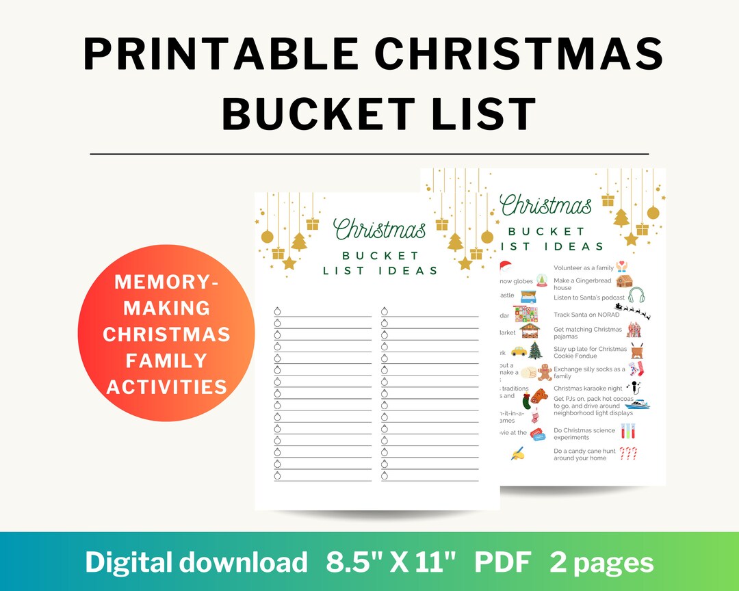 Christmas Bucket List | Printable Christmas Bucket List | Christmas ...
