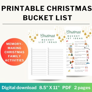 Christmas Bucket List | Printable Christmas Bucket List | Christmas ...