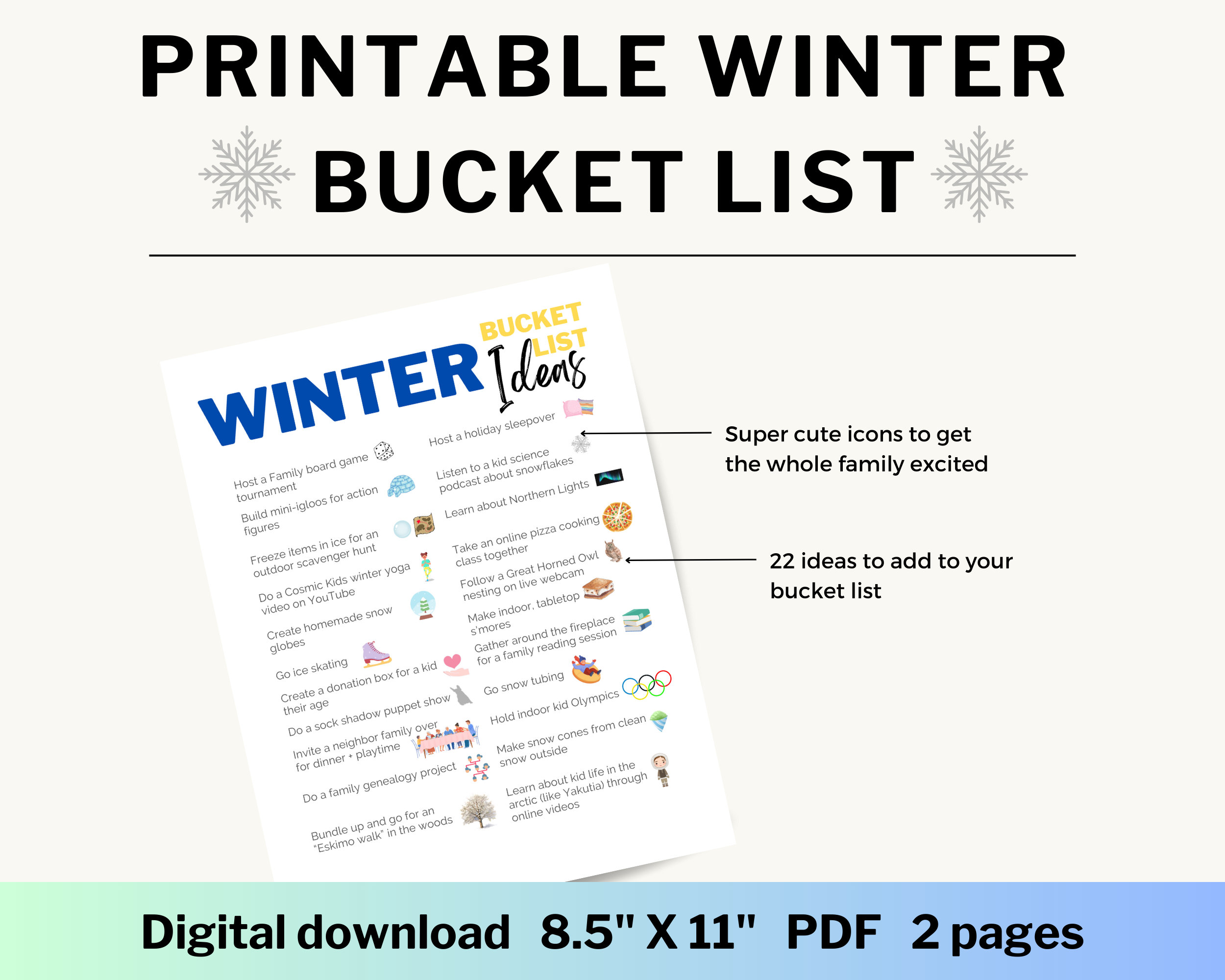 Winter Bucket List | Family Winter Activities List | Winter Checklist ...