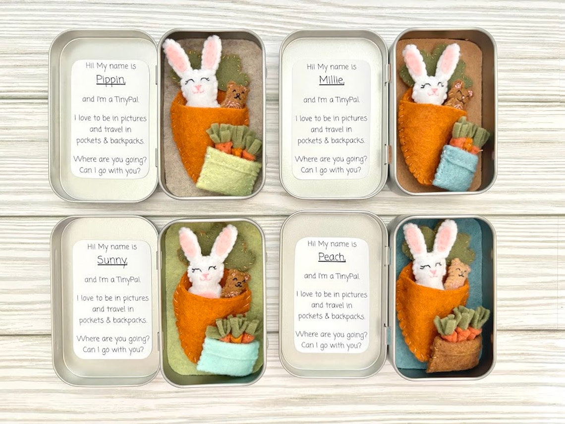 Felt Bunny Rabbit Playset Traveling Toy Tinypal multiple Options - Etsy